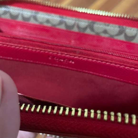 Coach | Bags | Coach Cherry Red Leather Zip Wallet | Poshmark